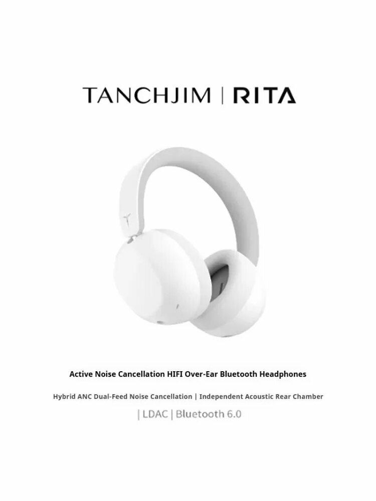 Tanchjim Наушники с микрофоном Rita, Bluetooth, 3.5 мм, USB Type-C, белый