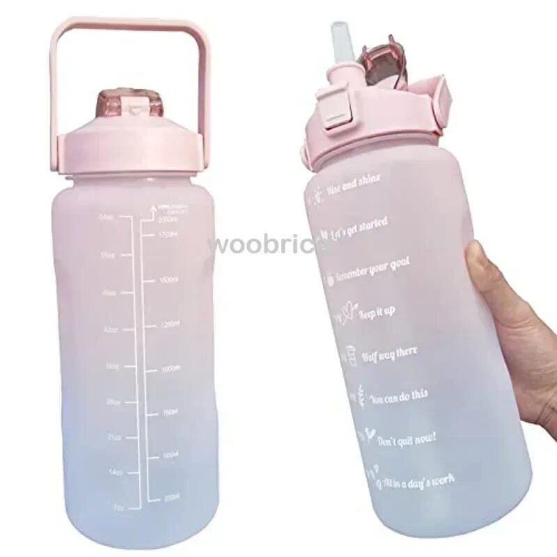 Бутылка для воды, 2 литра, пластиковая колба, большая емкость, Спортивная цветная чашка pink blue