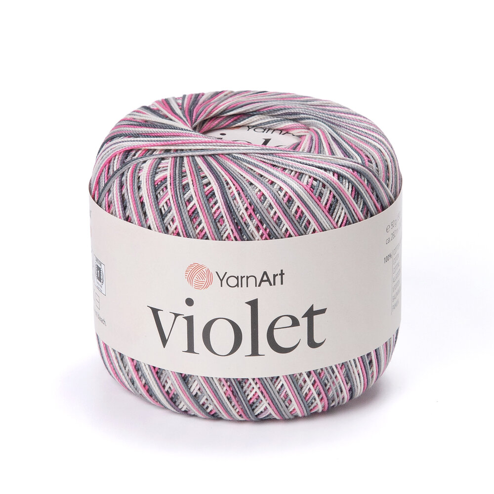 Пряжа для вязания YarnArt Violet melange 504 серый розовый 2 шт 50 гр/282 м 100% мерсеризованный хлопок