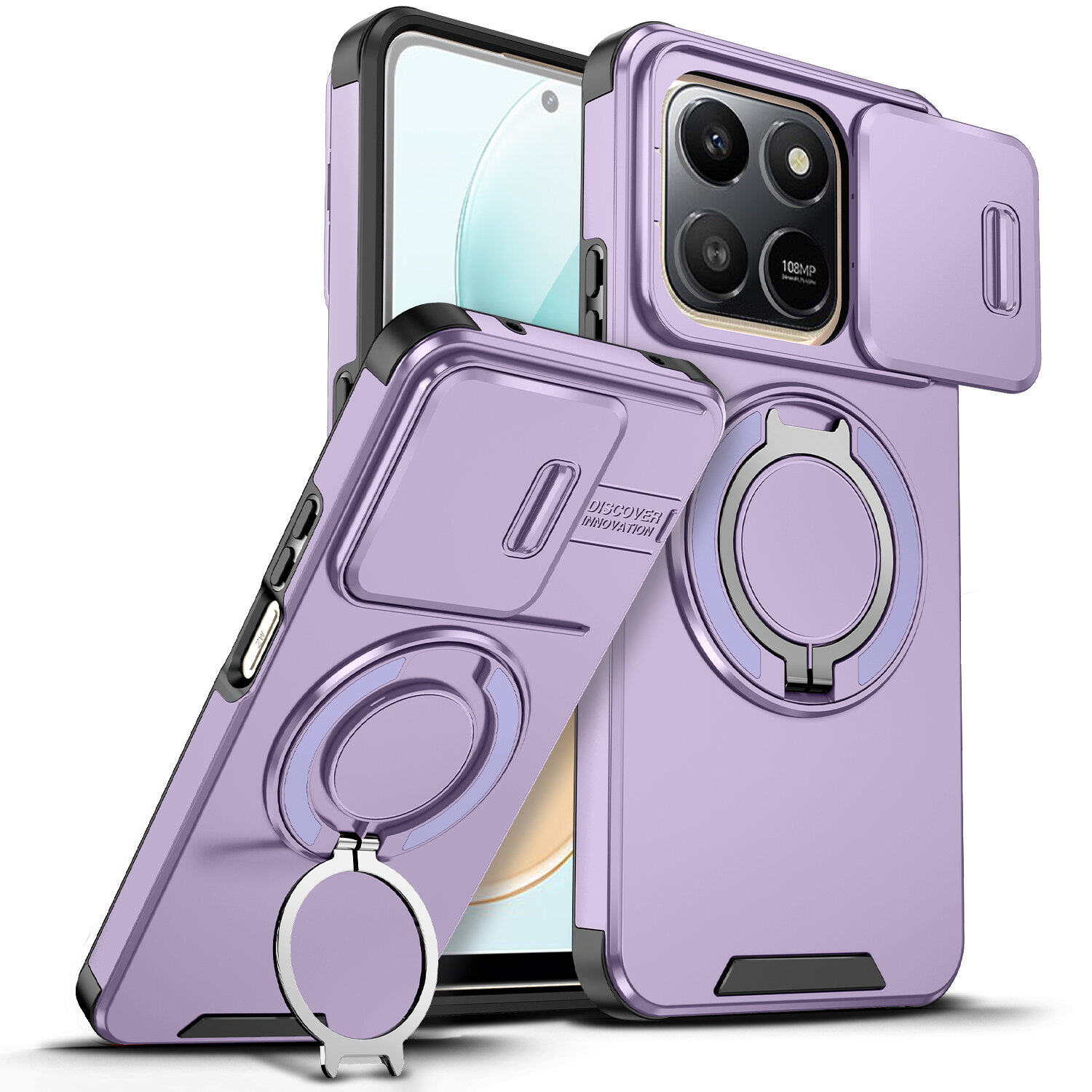 Чехол Для Honor X7d (Хонор Х7d) / Honor 400 smart, soft touch, чехол-кардиомонитор, поликарбонат (PC), защита камеры, ударопрочный, усиленные углы, держатель поп-сокет, Honor, Honor X7d, Honor 400 smart,