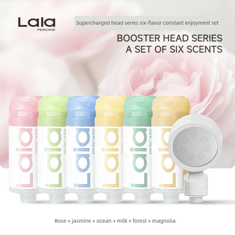 Набор для душа Lalapercare Nara: летний корейский аромат, фильтр для воды, 6 флаконов + насадка для душа с регулировкой