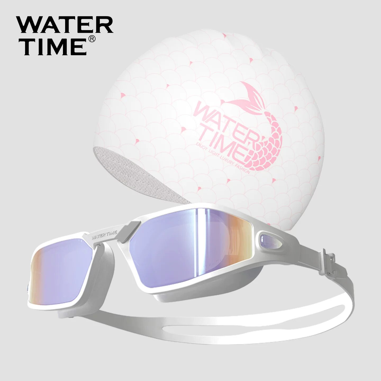Очки для плавания WaterTime, водонепроницаемые, с защитой от запотевания, высокой четкости, женские, с комплектом