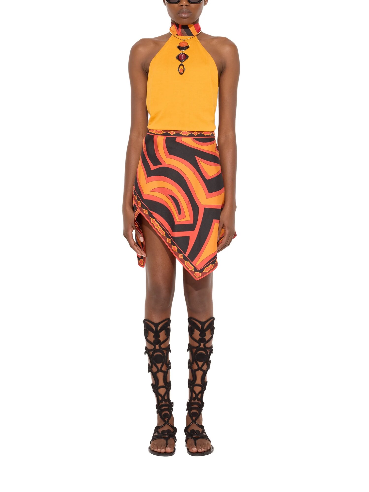 Топ PUCCI Silk-detail top, размер 40, ochre yellow — фото 1