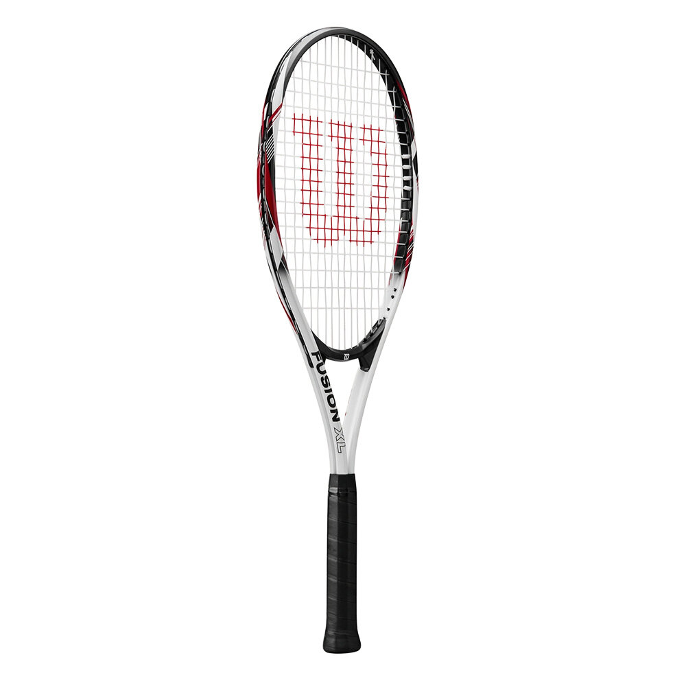 Ракетка для большого тенниса Wilson Fusion XL Gr2, WR199110U2, для любит, алюминий, со струнами, черно-белая