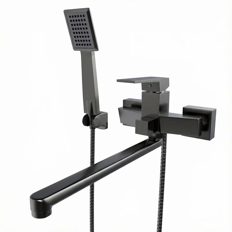 Смеситель для ванны и раковины 35k MIXLINE ML20-02GR "Quadro" графит
