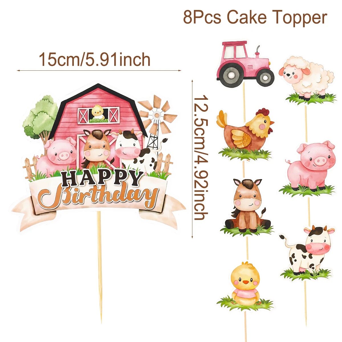 Набор для торта "Ферма", 8шт, Cake topper8pcs