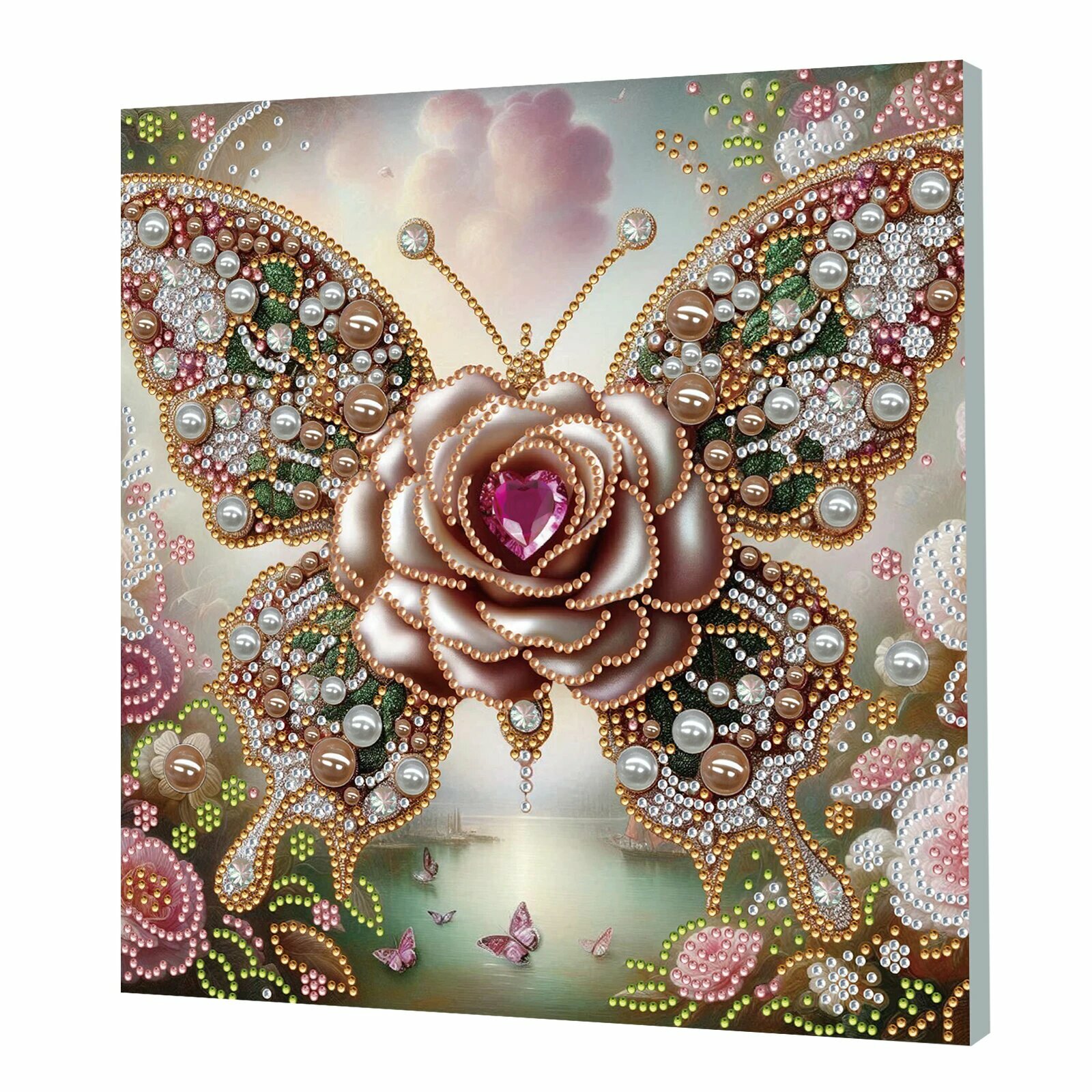 Алмазная мозаика APWIKOGER с жемчужными стразами, 9,84x9,84 дюйма Flower Butterfly