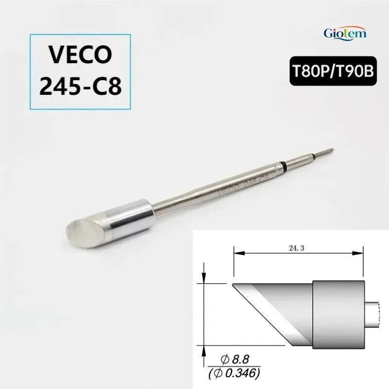 VECO Бессвинцовое паяльное жало C245-C8 Совместимая рукоятка сварочного сопла C245, быстрый нагрев, 1 предметов