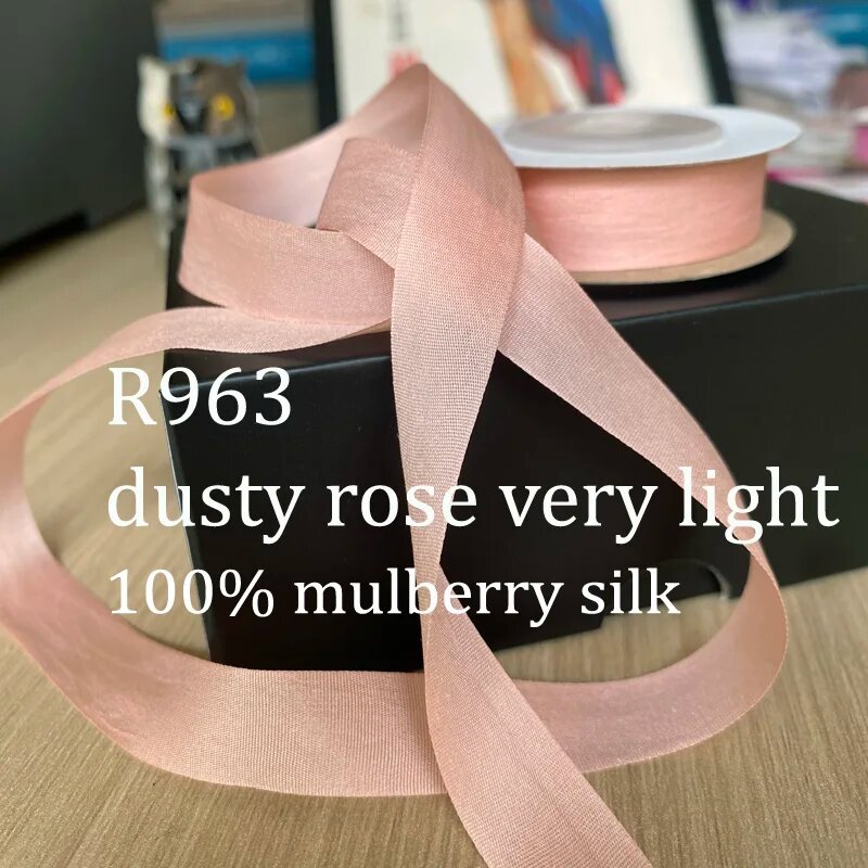 Лента шелковая 100% Mulberry Silk, Dusty Rose R963