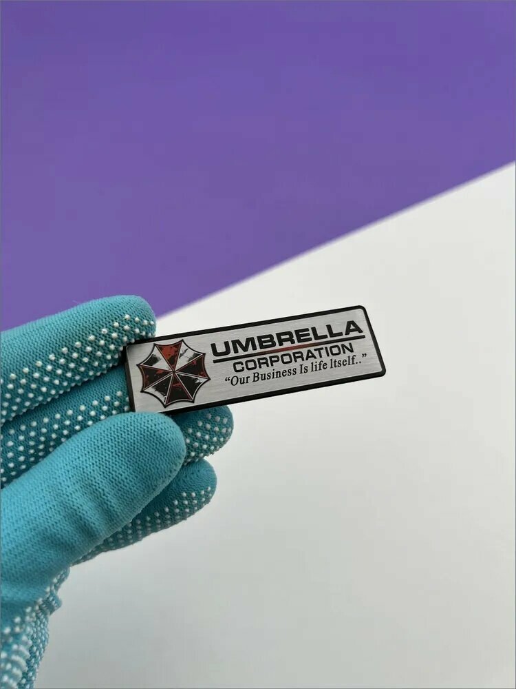 Наклейка алюминиевая эмблема Umbrella Corporation надпись Амбрелла
