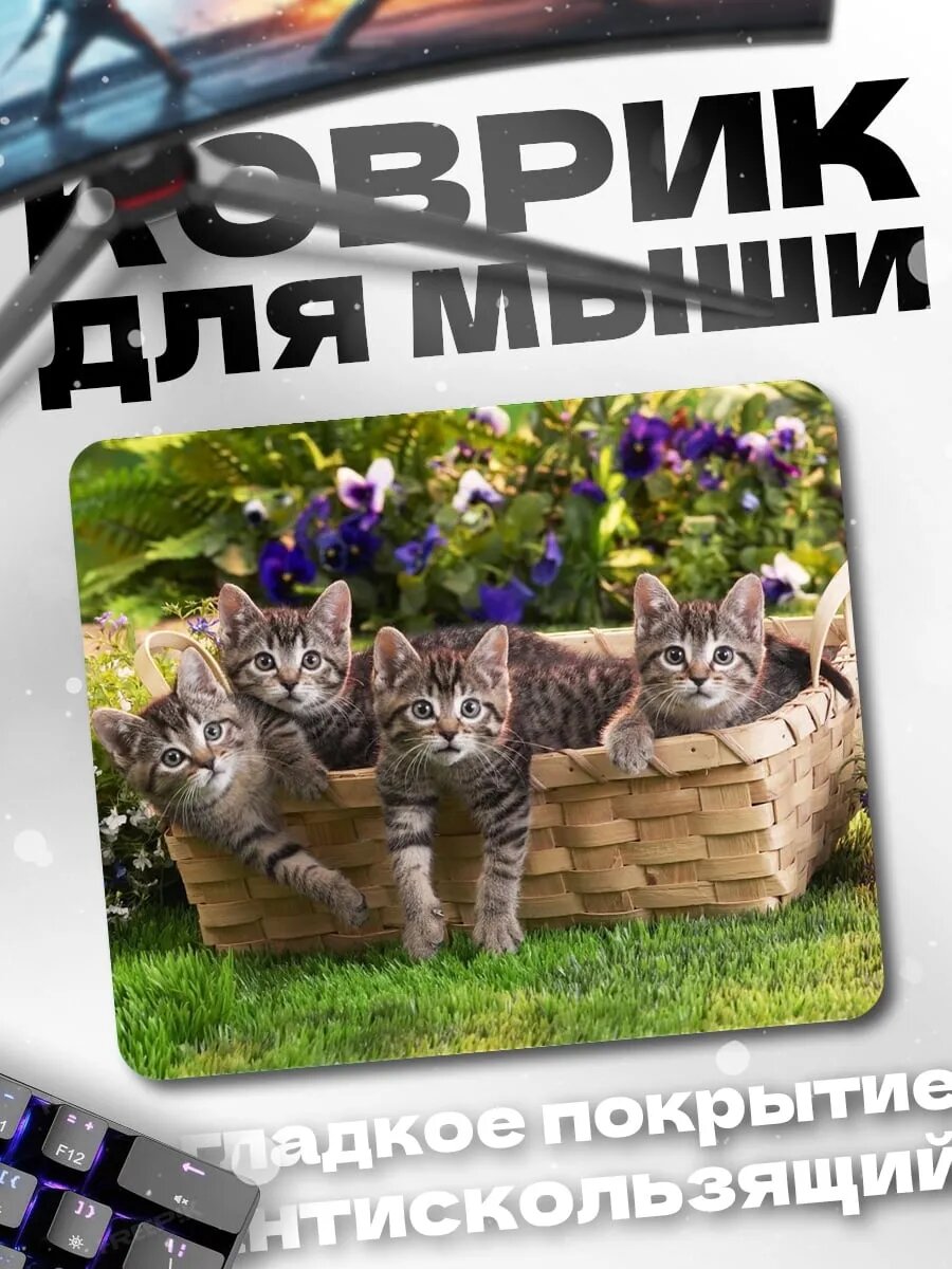 Коврик для мыши Котята в корзине