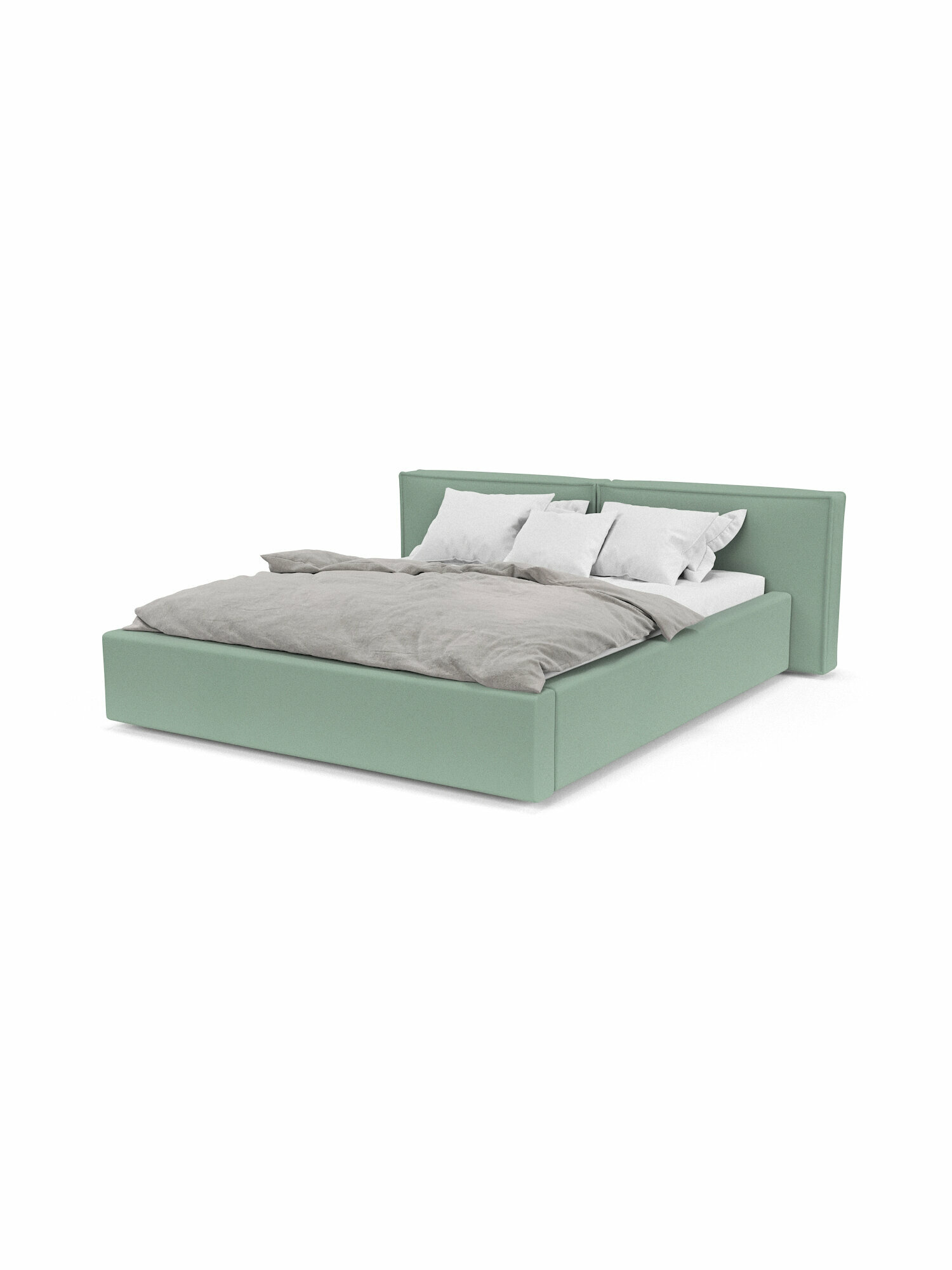 Кровать двуспальная Халдана Mint 160*200, с мягким изголовьем, с подъемным механизмом, с ящиками, велюр