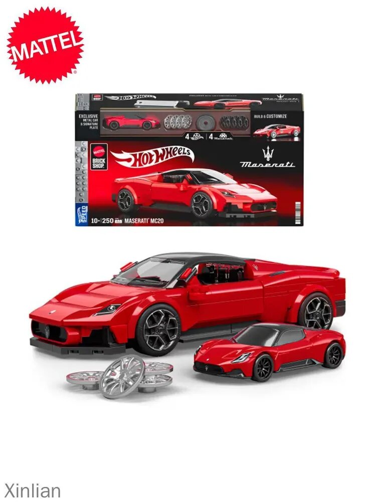 Игрушка Mattel Brick Shop Hot Wheels Maserati Mc20 Building Toy Kit (250 Pieces), For Collectors