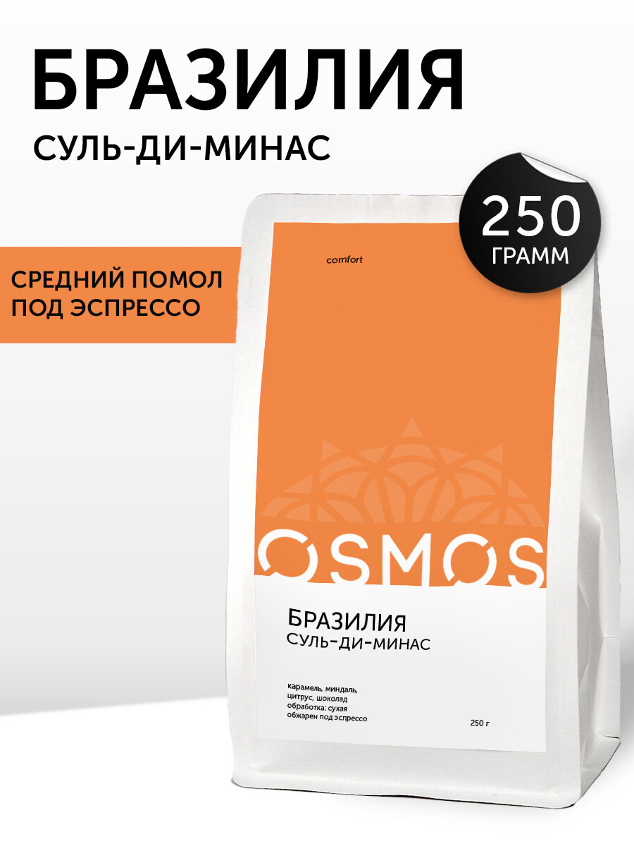 Кофе молотый О, кофе Бразилия Суль-ди-Минас 250 гр, средний помол