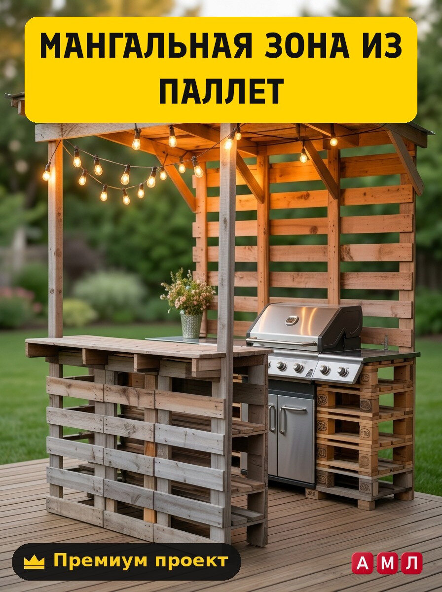 Премиум проект чертеж уличная мангальная зона из паллетов дачная мебель из поддонов сделать своими руками - скачать и распечатать чертежи с размерами, пошаговая и поэтапная схема сборки