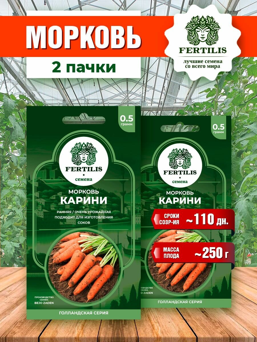 Семена урожайной моркови Карини от компании Fertilis (2 пачки)