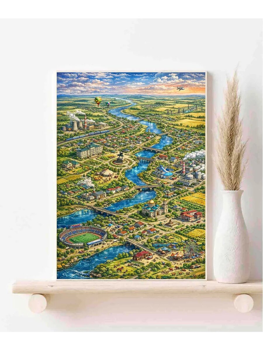 Алга, Казахстан, Fantasy Map, Карта, Плакат 30x42см