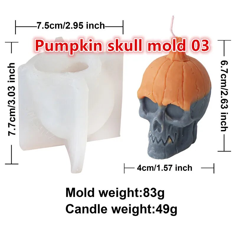 Силиконовая форма для свечей Хэллоуин Skull mold 03