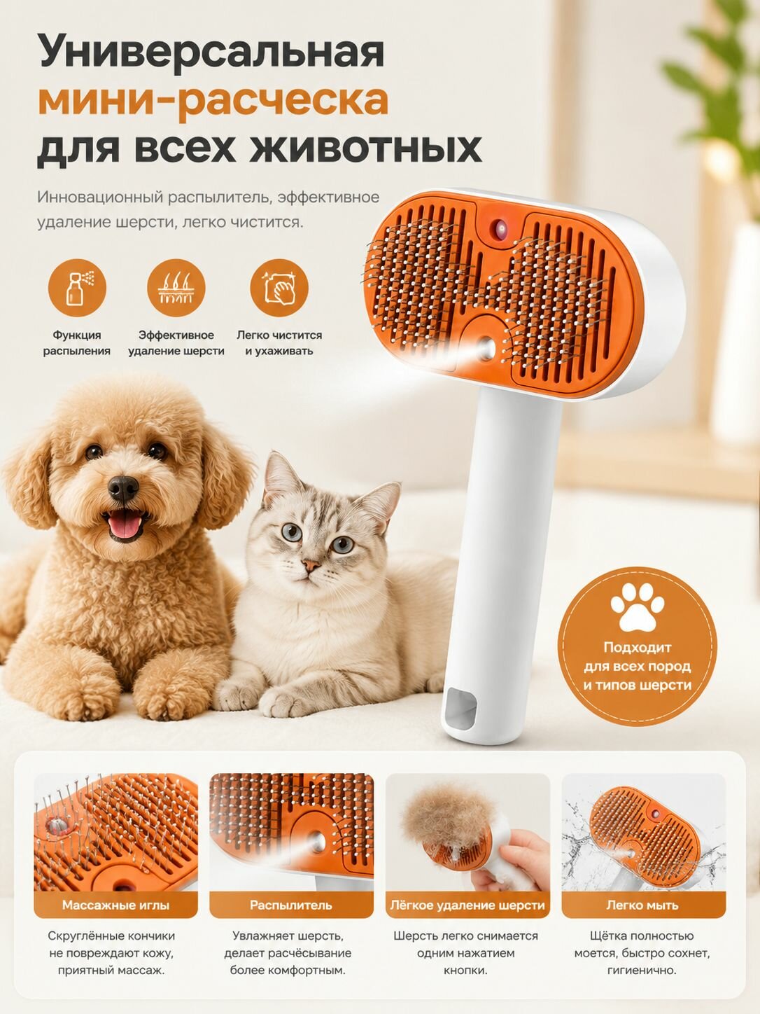 Расческа для кошек и собак, дешеддер