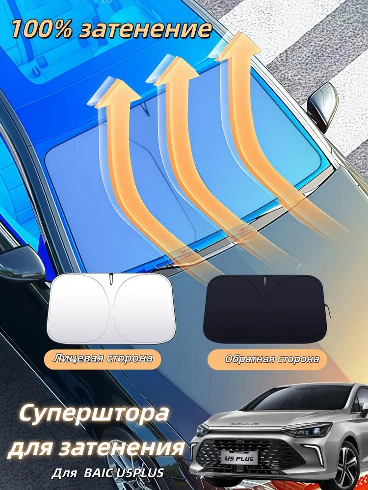 Шторка солнцезащитная 140 см х 70 см, затемнение: 99%