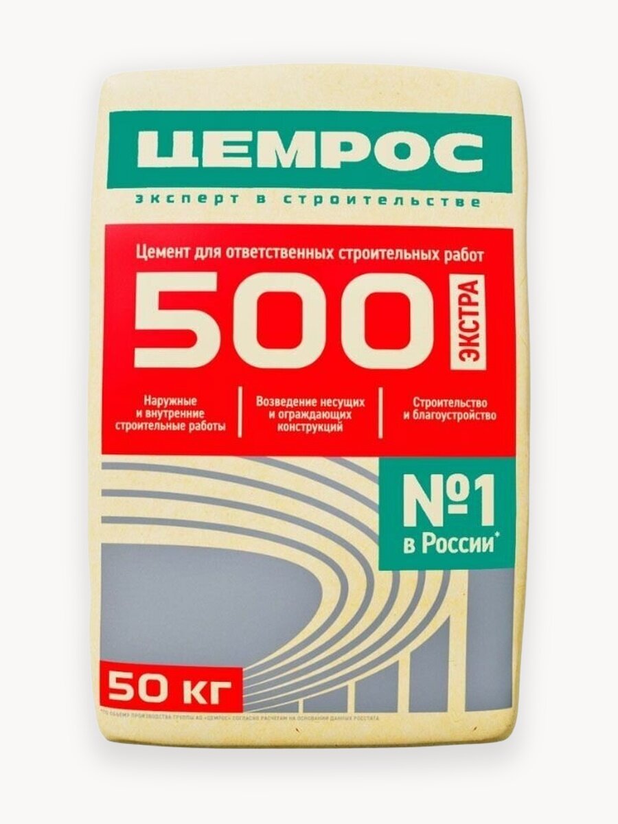 Евроцемент Цемрос цемент ЦЕМ II/А-Ш 42,5Н М-500 Д20, быстротвердеющий (50кг)