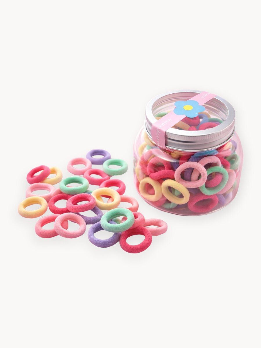 Резинки для волос в небольшом бочонке, 120 штук, эластичные, бесшовные, мягкие 2см