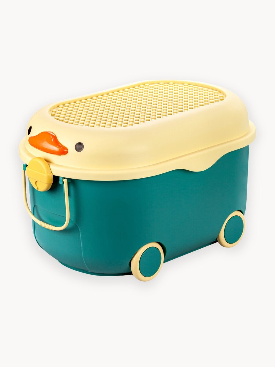 Ящик для хранения игрушек 3в1, Корзина для игрушек, Контейнер пластик на колесах 3в1, Стеллаж 57х38х33см, Синий