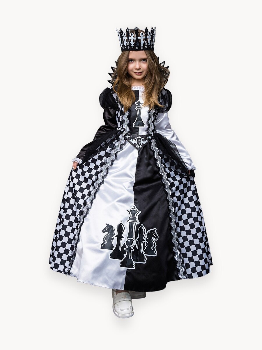 Карнавальный костюм детский "Шахматная Королева" для девочки