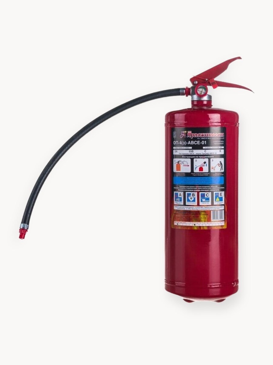 Огнетушитель Ярпожинвест ОП-4(з)-ABCE порошковый 4кг (закачной) с манометром