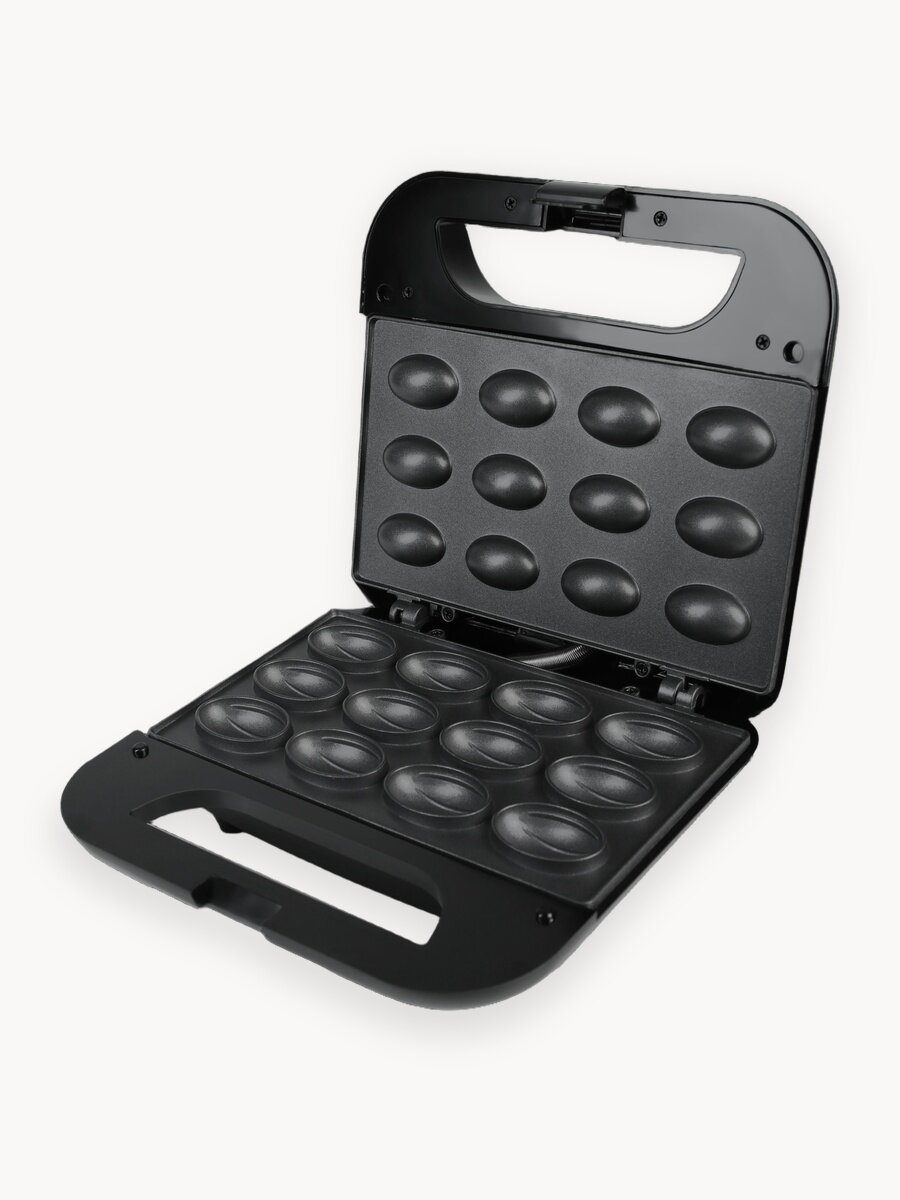 Электрическая орешница с антипригарным покрытием, 12 форм, мощность 750 Вт, черная