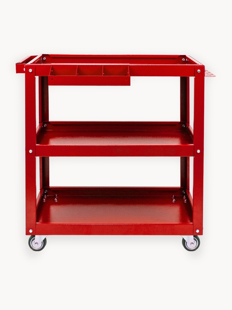 Тележка инструментальная, ящик для инструментов, сталь, 3 секции, красная