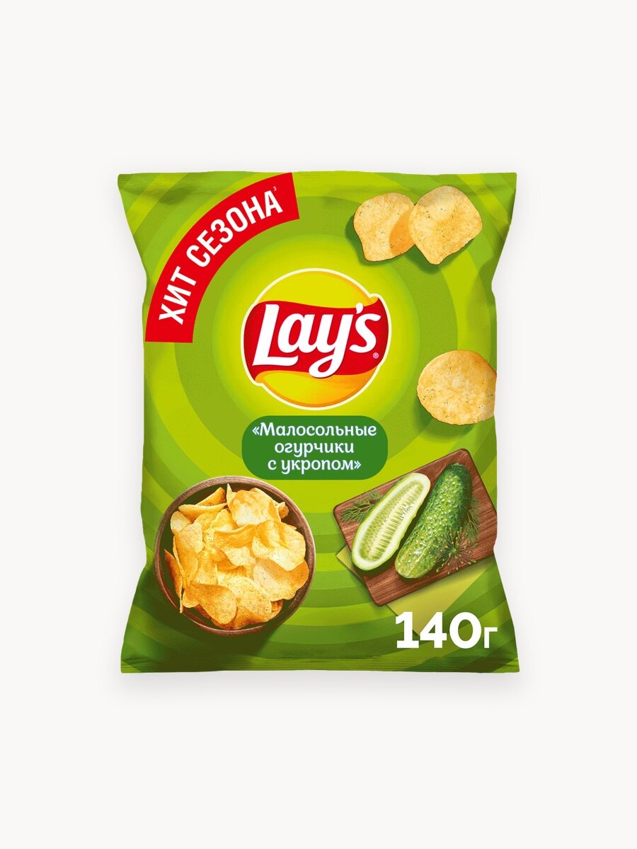 Чипсы Lay's Малосольные огурчики с укропом 140 г