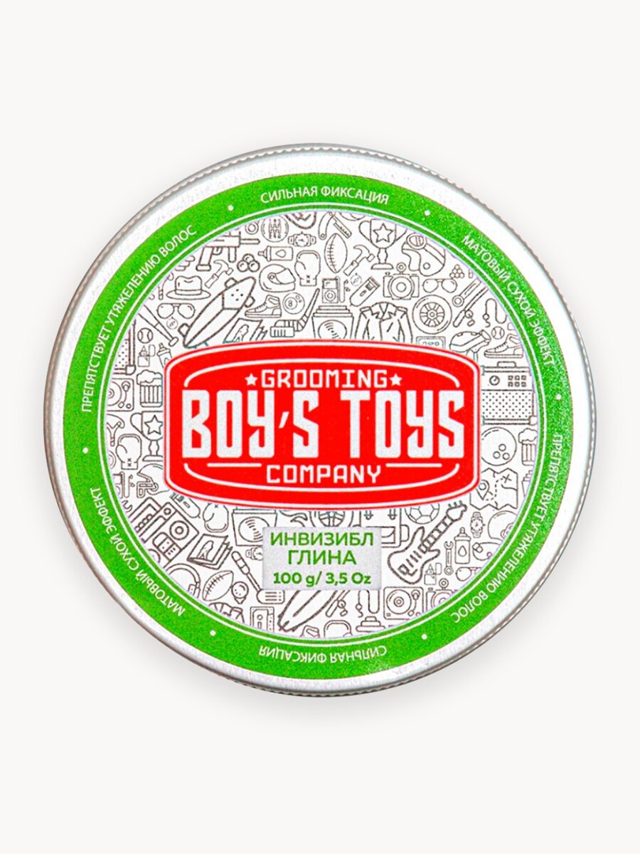 BOY'S TOYS Глина для Укладки Волос инвизибл, сильная фиксация, 100г