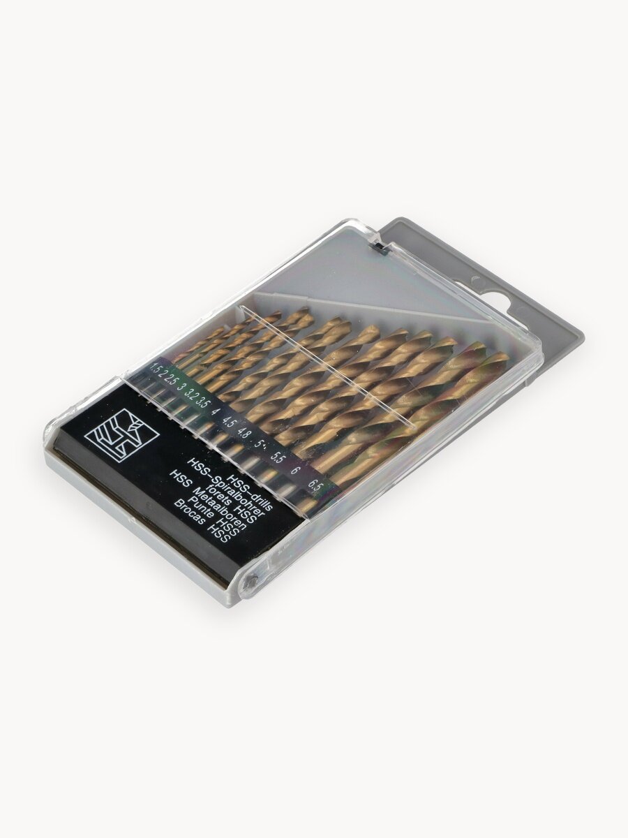 Набор сверл FASTER TOOLS по металлу (1,5 - 6,5) из 13 штук, титановое покрытие