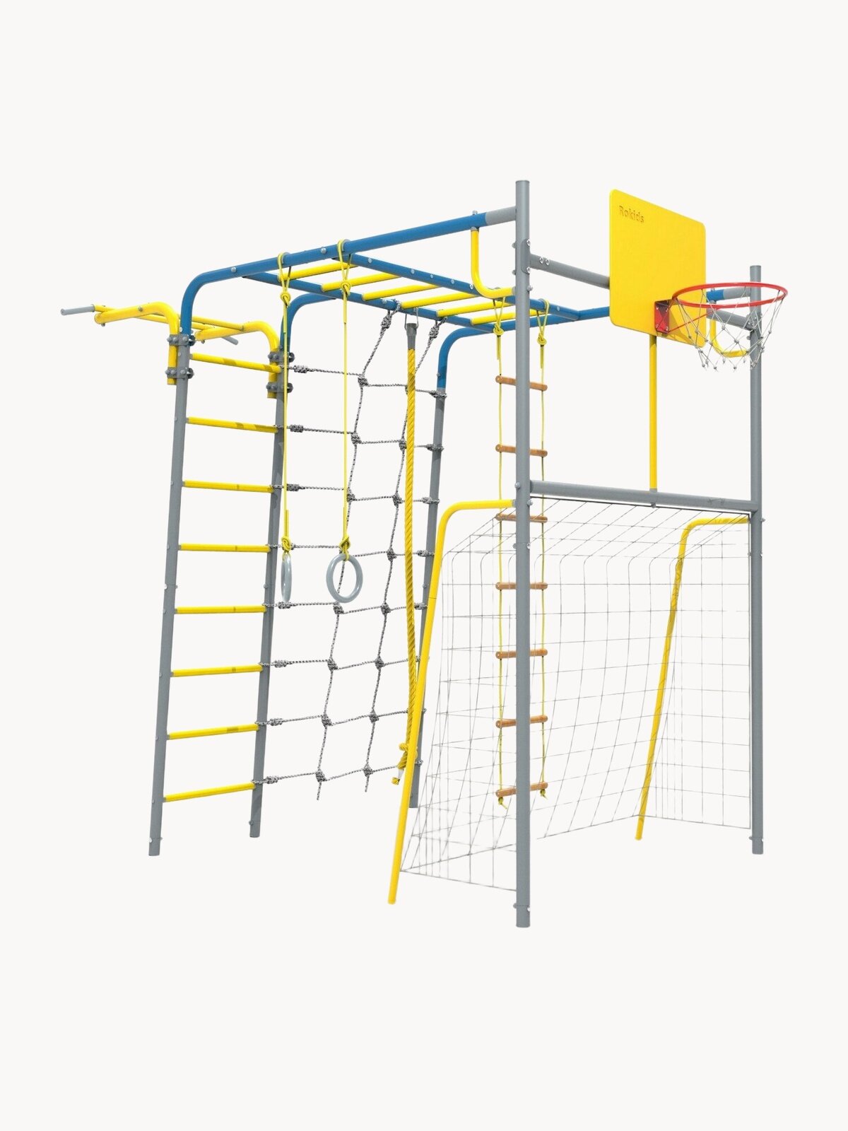 Физрук, цвет синий-серый, уличный детский спортивный комплекс, спортивный комплекс для детей, уличный дск