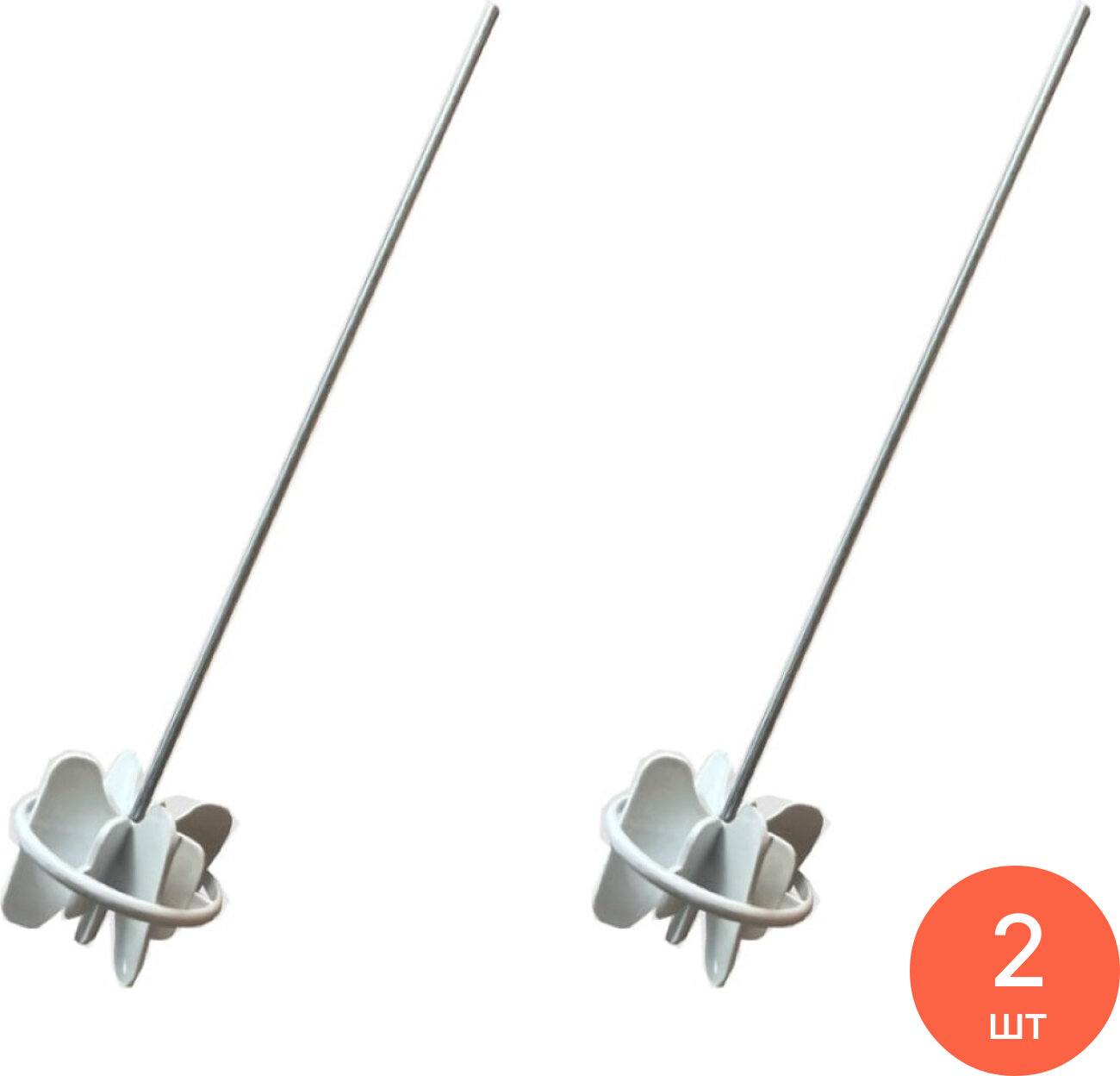 Миксер строительный DECOR / Декор для краски, шестигранный хвостовик, металлический, белый, диаметр 76мм, длина 450мм / инструменты (комплект из 2 шт)