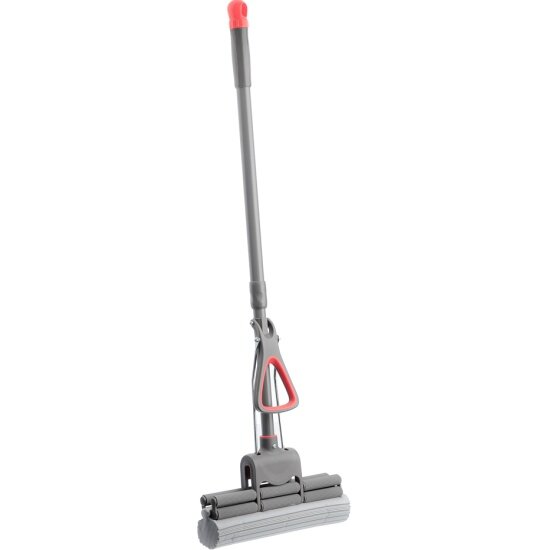 Швабра Vetta с телескопической ручкой 109-132 см, двойной ряд роликов 28 см, нерж. сталь/ПВА (444-354)