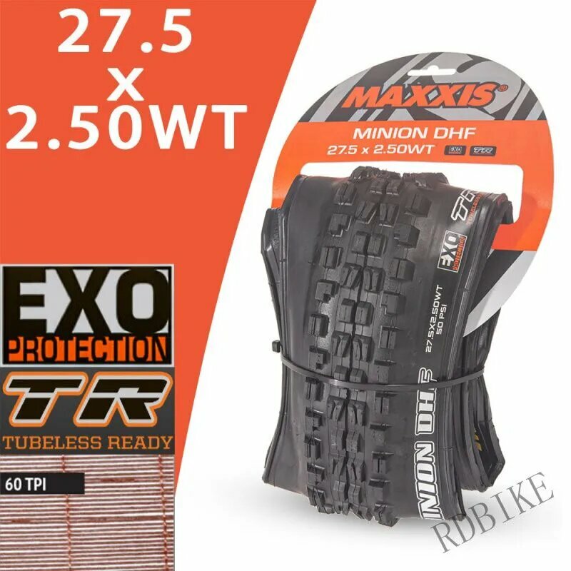 Велошина Maxxis, складная, 27.5", грязевая, с защитой от проколов, 27.*2.5WT, черная