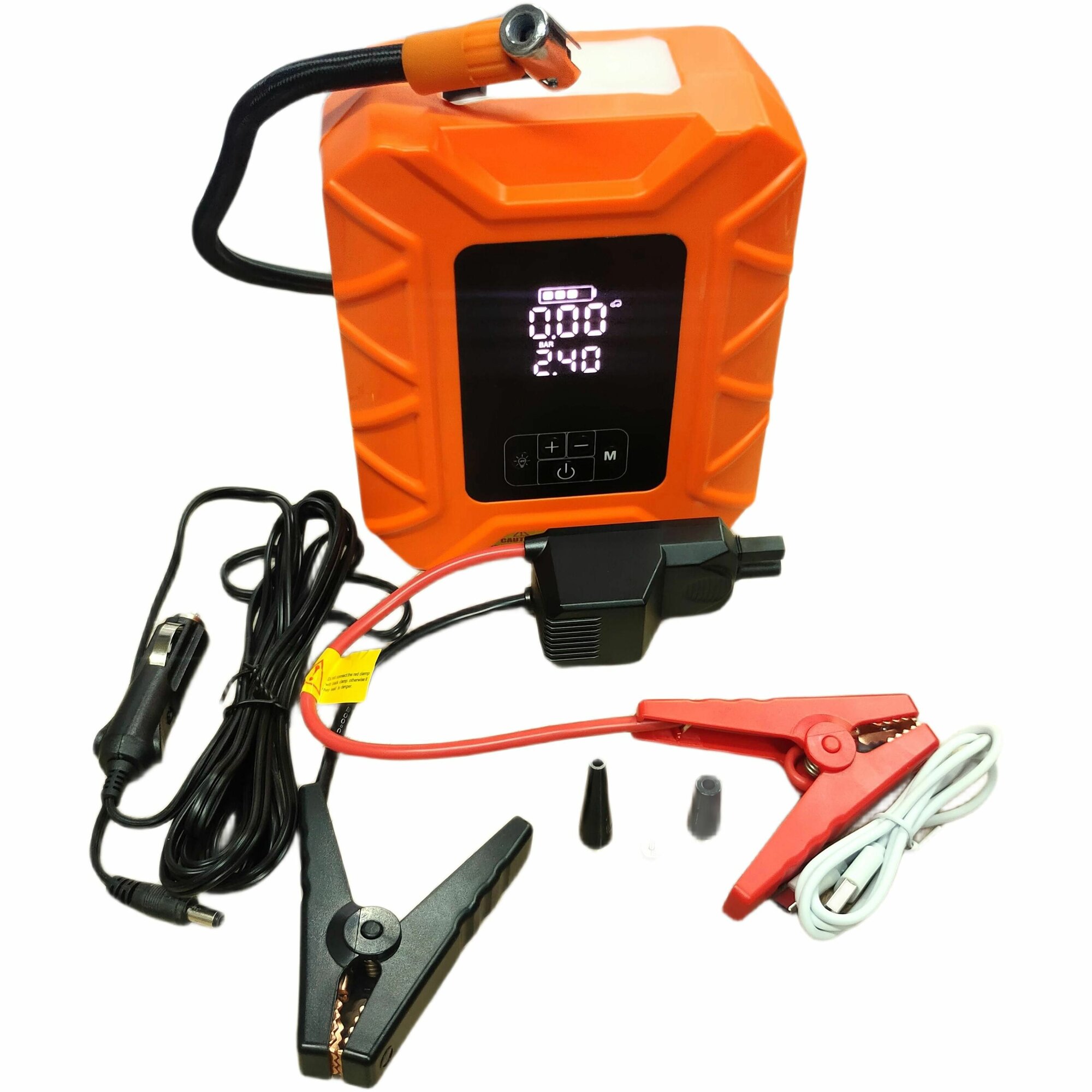 X7 4в1 Компрессор насос автомобильный, пусковое устройство (бустер), повербанк 500А для дизельных до 2л, для бензиновых до 3 л