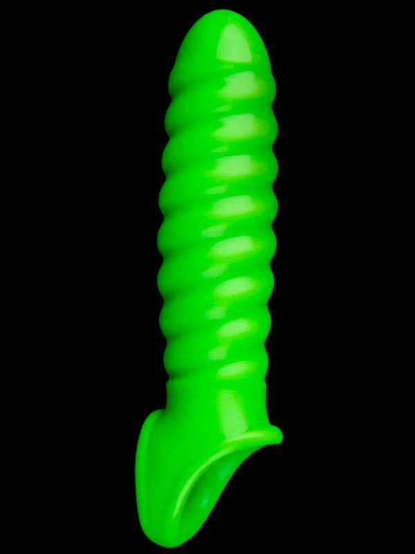 Увеличивающая насадка закрытого типа с кольцом для фиксации на мошонке спиральная люминисцентная