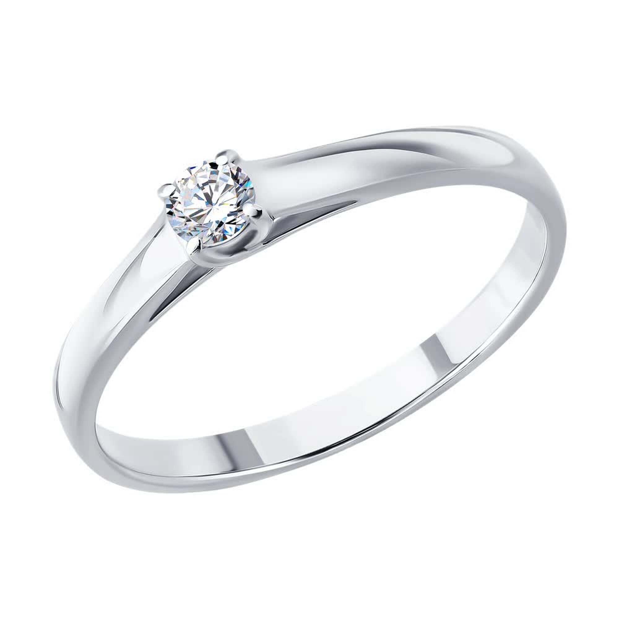 Кольцо, серебро, 925 проба, родирование, бриллиант выращенный