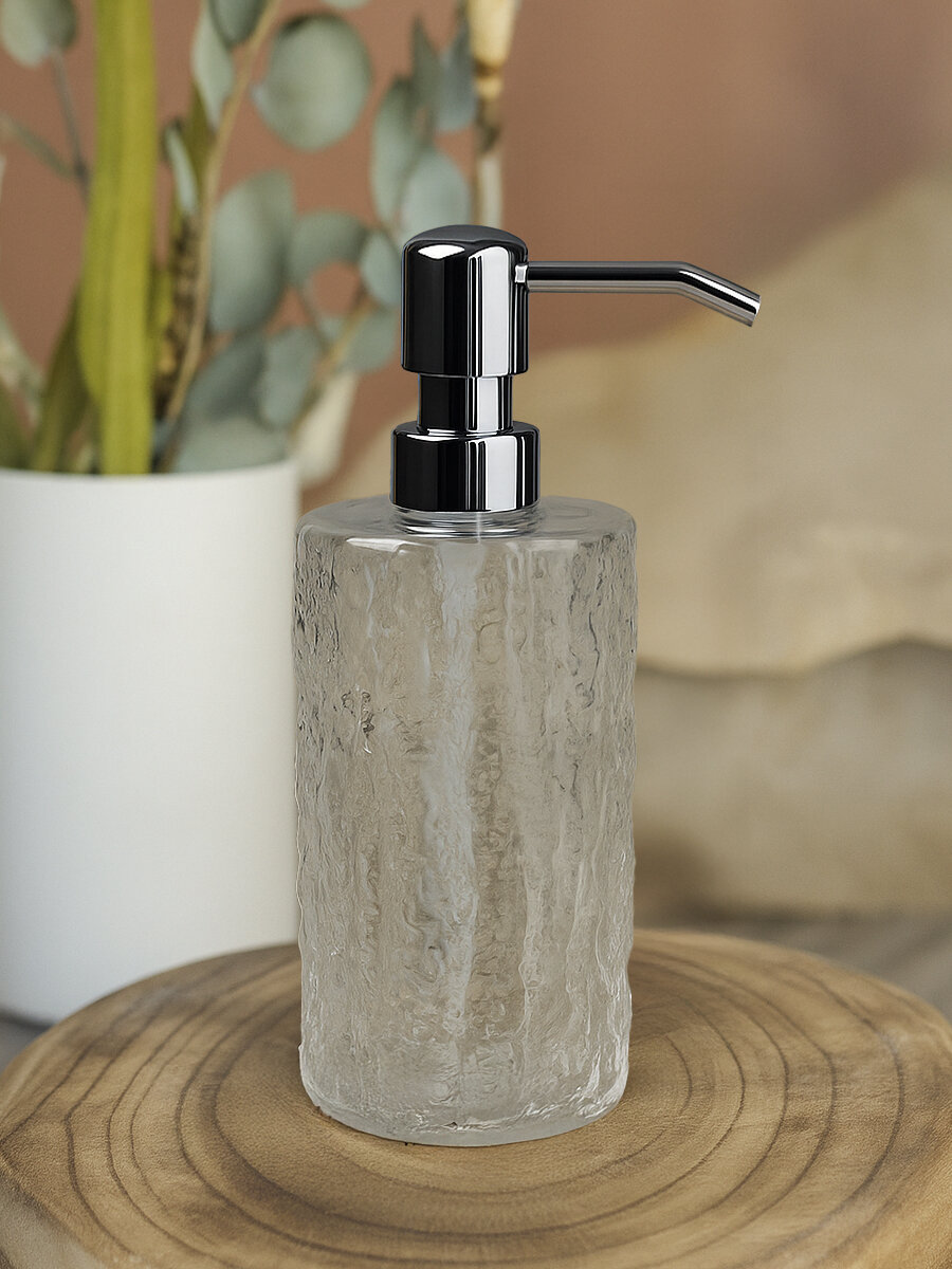 Диспенсер для жидкого мыла стеклянный ND Play Холодный (Frozen) / Дозатор (размер: 8х8х19,6 см)