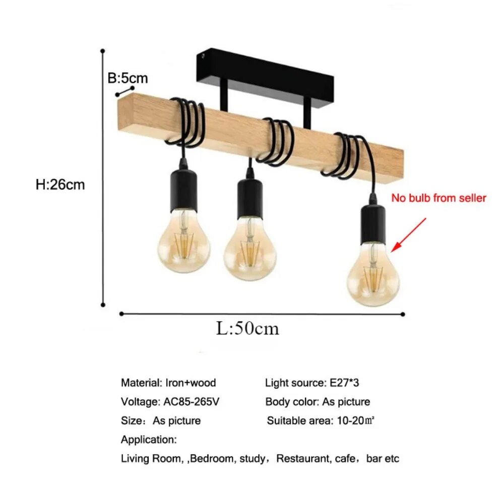 JOYINLED Черные деревянные подвесные люстры 3-х голодные