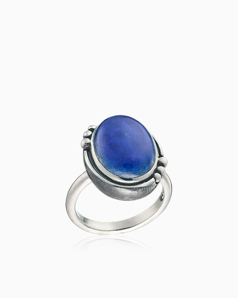 Кольцо, серебро, 925 проба, лазурит