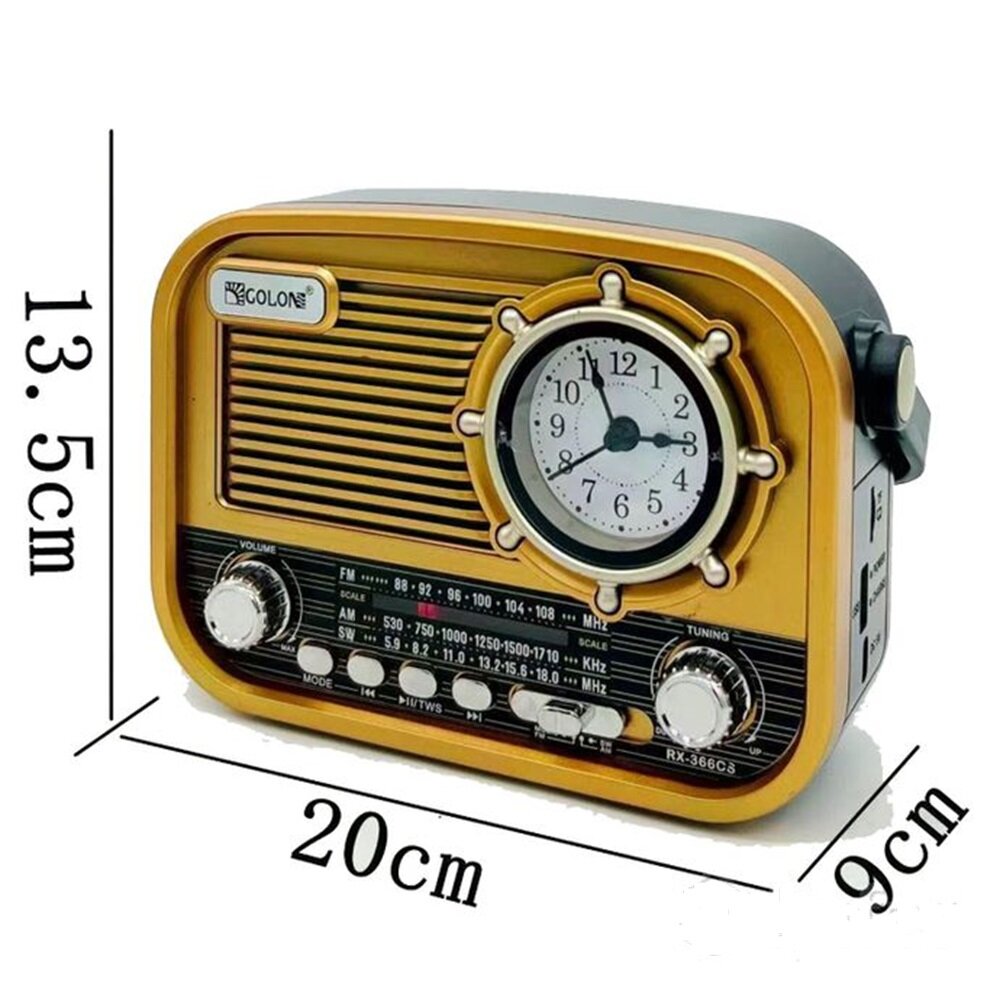 Радиоприемник GOLON "RX-366C" SBT/TWS, коричневый, АКБ 18650