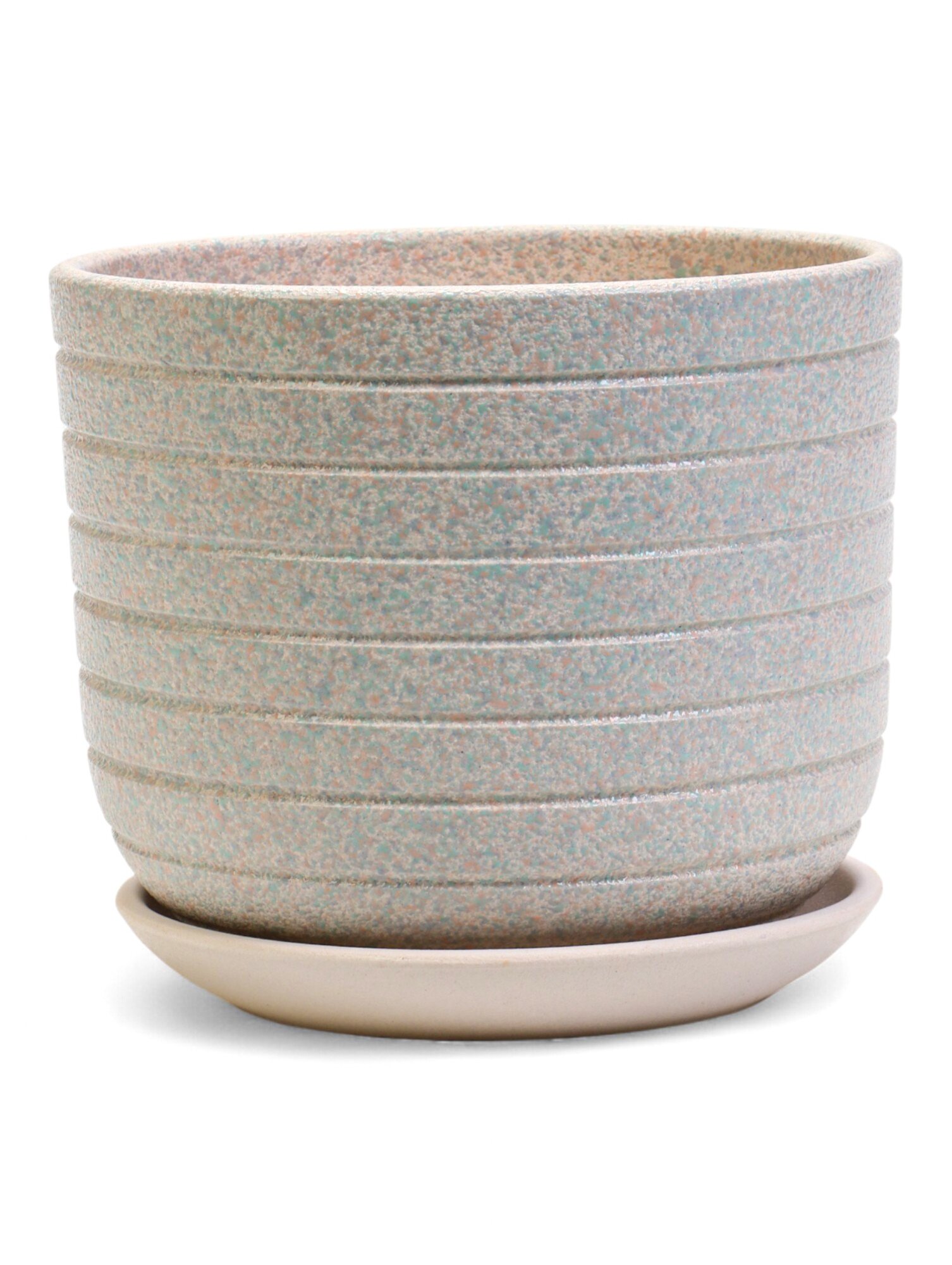 Горшок цветочный с поддоном 1,6 л, белый керамика "Пряности" (М)