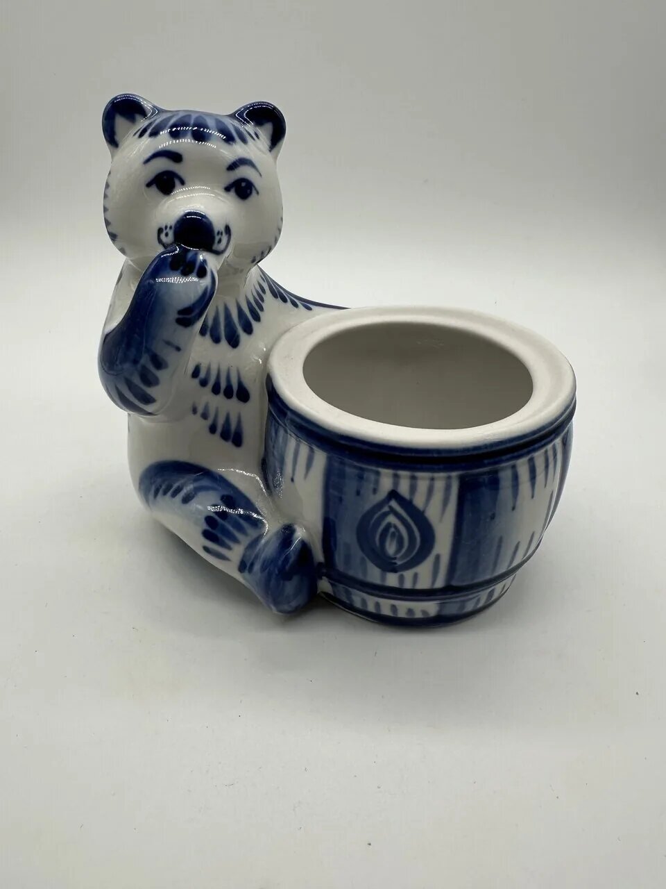 Статуэтка Конфетница Медвеженок Гжель Фарфор 1970 год винтаж