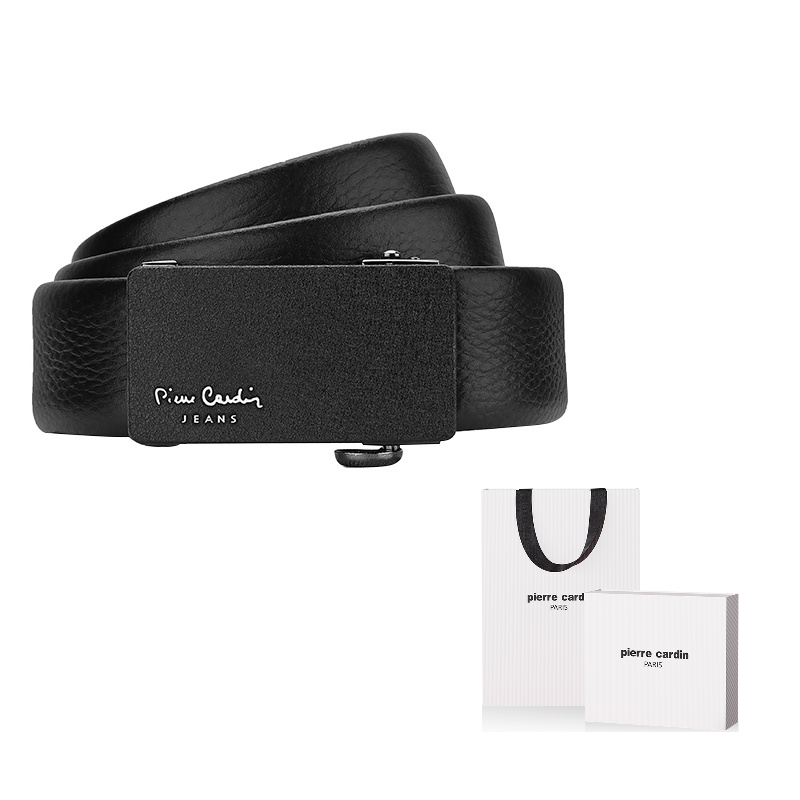 PIERRE CARDIN Genuine Leather Men's Belt Men's Black 3.4cm 105cm