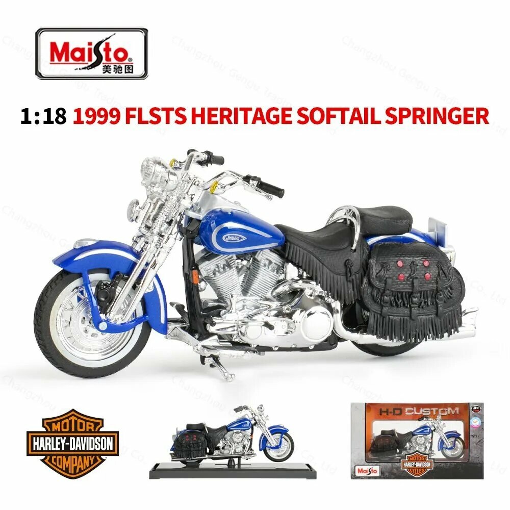 Maisto 1:18 Harley-Davidson 1999 FLSTS Heritage Softail Springer Статическая литая под давлением коллекционная модель мотоцикла для хобби, игрушки