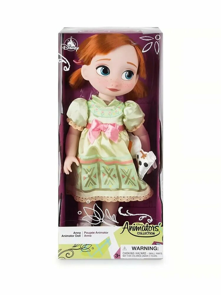 Дисней Анна Disney Animator Anna / кукла шарнирная в зеленом атласном платье и атласной игрушке Олафа, подходящая в качестве подарок девушке на день рождения